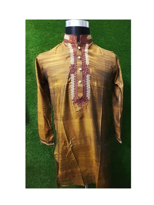 Men's Premium Quality Semi Long Panjabi - Silk Panjabi - Panjabi For ...