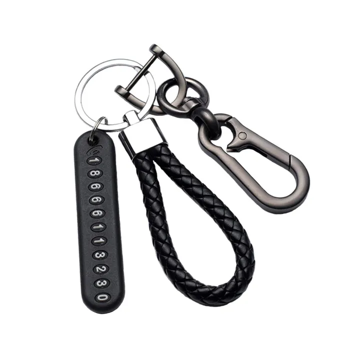 Anti-Lost Car Key Pendant Split Rings Keychain Phone Number Card ...