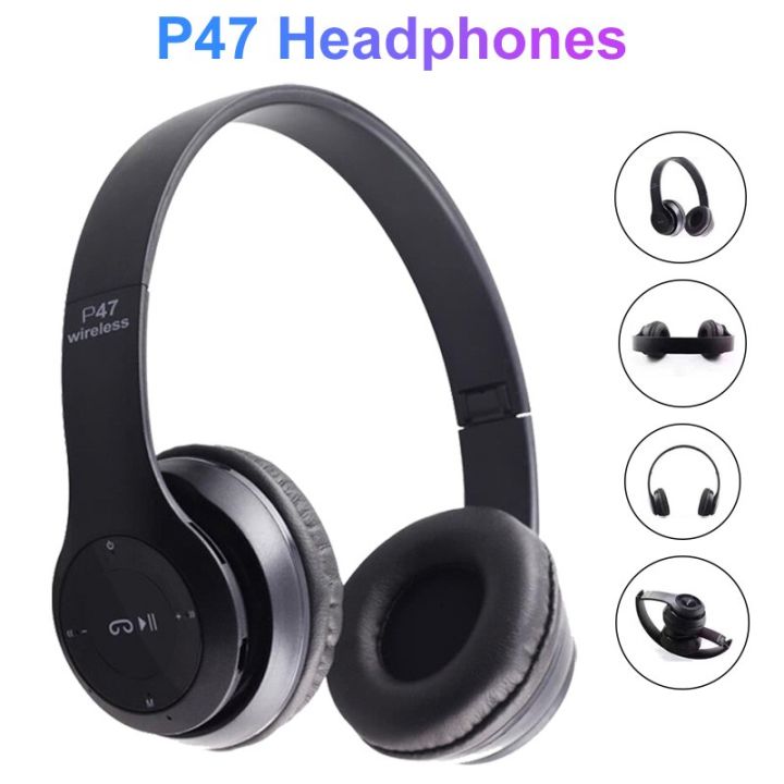 P47 Stereo Head Mounted Bluetooth Headphones Multifunctional Headset Wireless Phone Speakerphone ...