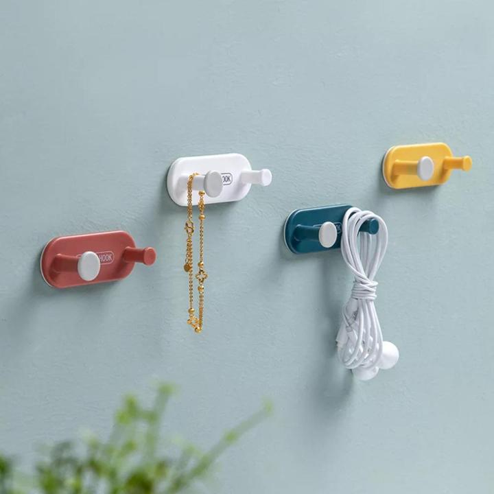 4Pcs Wall Mount Plastic Key Holder Double Hooks Cable Organizer Self ...