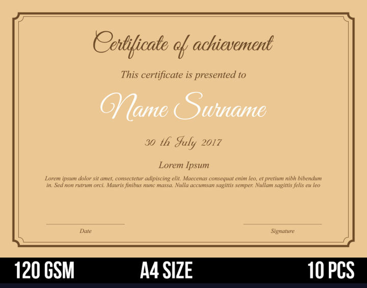 Kraft Certificate Print Paper A4 Size 110 GSM - 10 Pcs | Daraz.com.bd