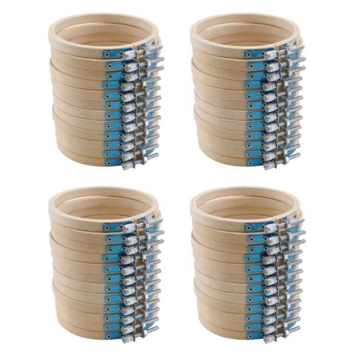 48 Pieces 4 Inch Embroidery Hoops Set Bulk Bamboo Circle Cross Stitch ...