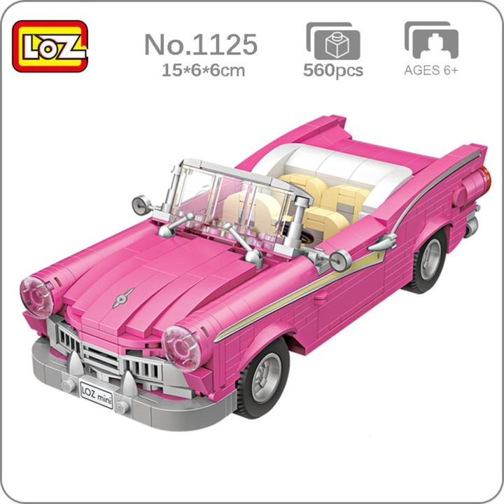 LOZ 1125 Vehicle Model Pink Open Racing Car City Street Convertible DIY ...