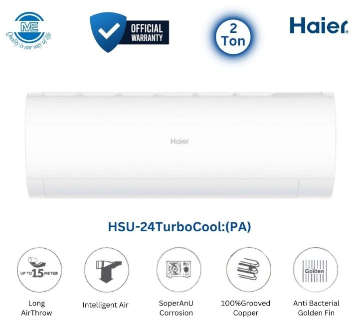 HAIER 2.0 Ton Turbo Cool Fix Speed AC With Anti Bacterial Golden Fin ...