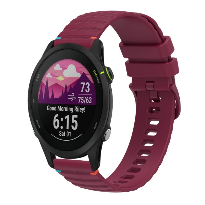 Wavy Dotted Stitched 22mm Silicone Watch Band For Garmin Forerunner 255 ...