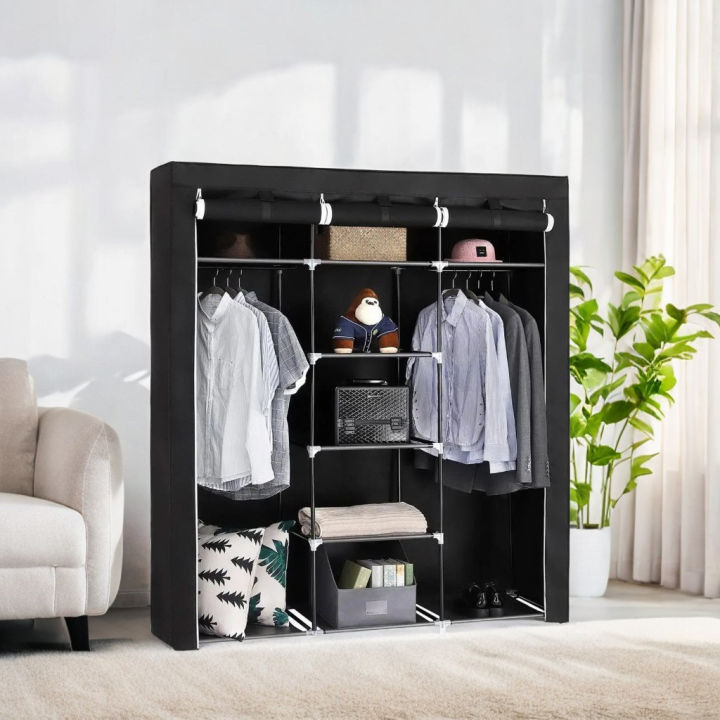 Fancy and Portable Foldable Almirah Wardrobe with 6 Cabinet and 2 Long ...