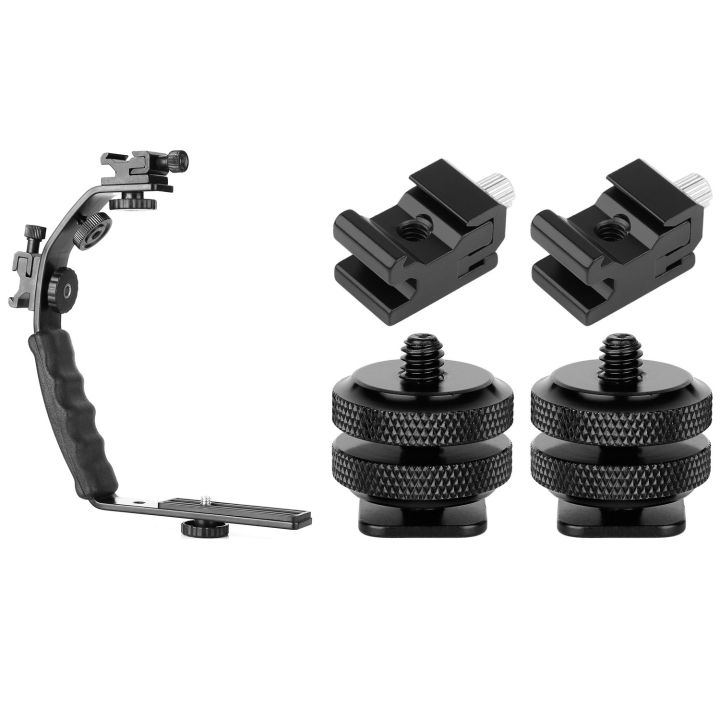 1x Camera L Bracket Mount Video Grip L-Bracket Dual Flash Cold Shoe ...