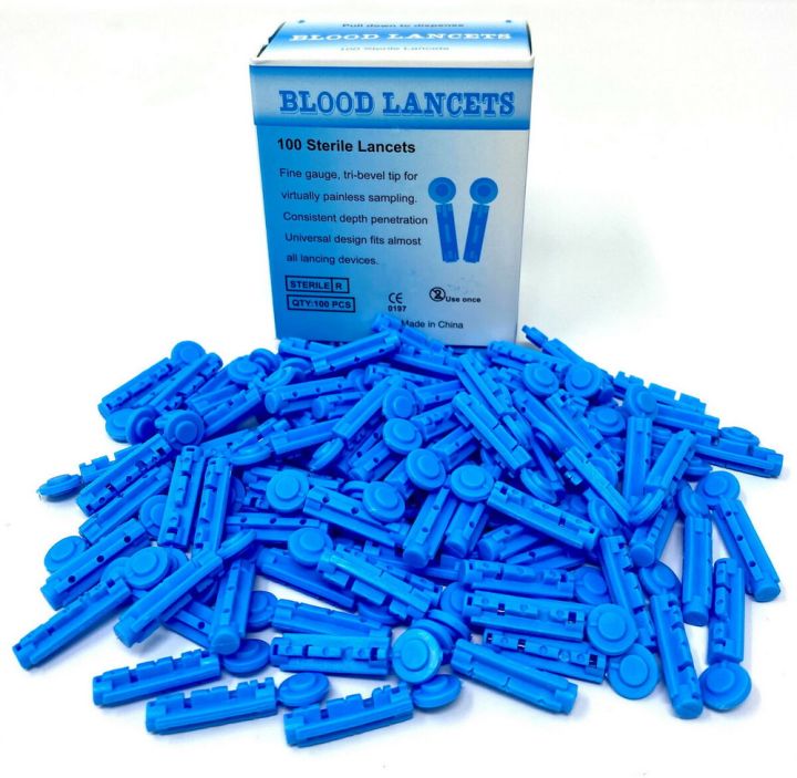 100 Blood Lancets 28G Sterile Diabetic/Glucose/Cholesterol Lancet Test ...