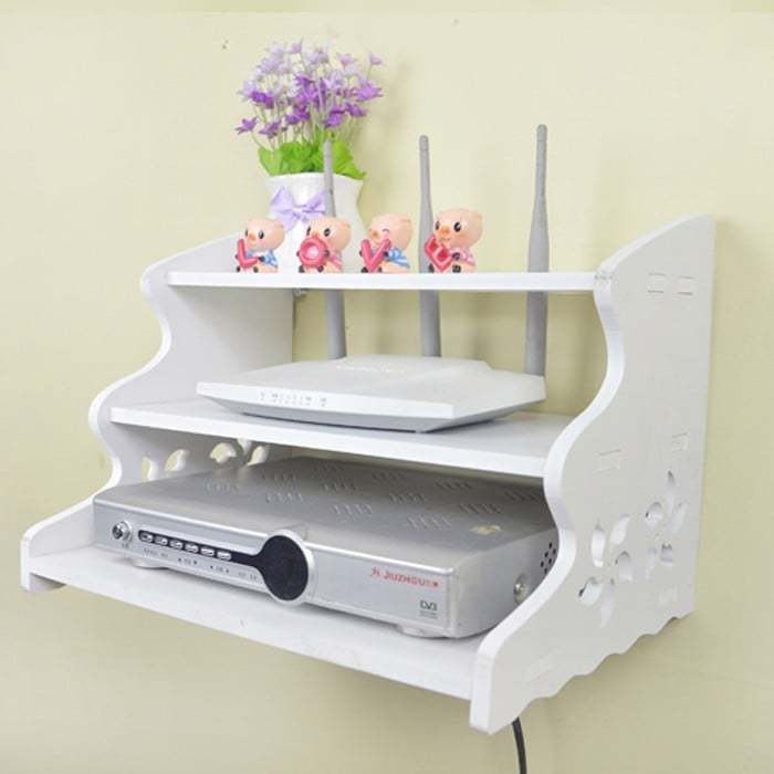 ROUTER STAND,3 Layers Wi-Fi Router Stand Storage Wall Floating Shelves ...
