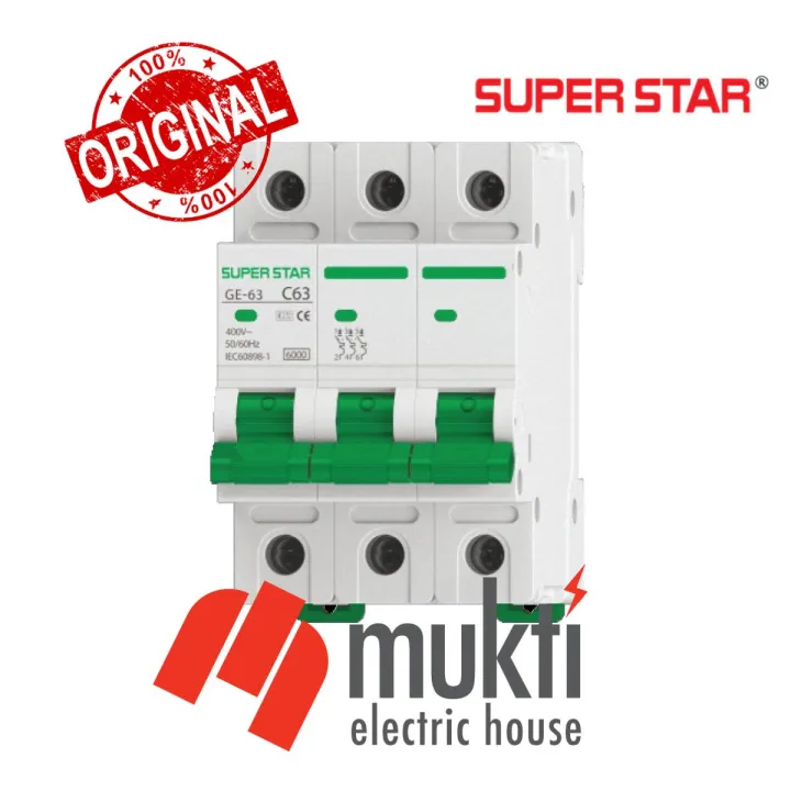 SUPER STAR MCB TP 6A 3kA Miniature Circuit Breaker Three Pole 3P SSG SUPERSTAR | Daraz.com.bd