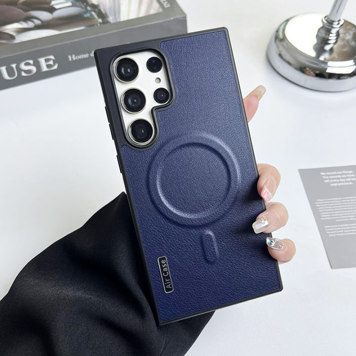 HOCE Luxury Leather Magnetic Phone Cases For Samsung Galaxy S25 S24 S23 S22 Ultra MagSafe Case ...