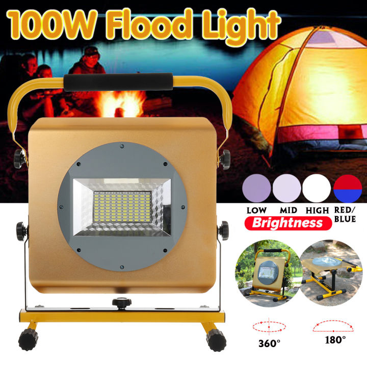 100 LED 100W Portable 360° Work Camping Flood Light Outdoor Lamp ...