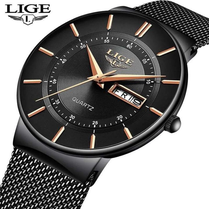 Lige 9949 Casual Mens Quartz Wristwatch Reloj Stainless Steel Calendar ...