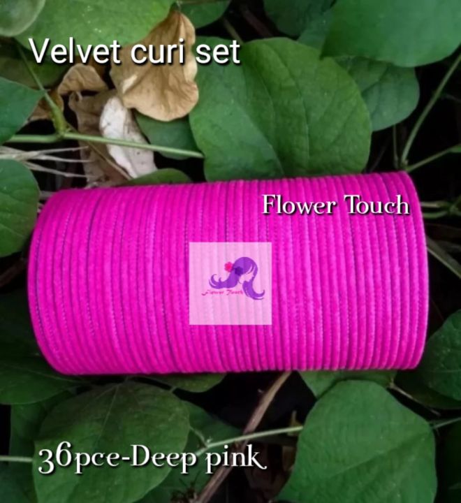 Exclusive velvet churi /bangles set deep pink colour for girls and ...