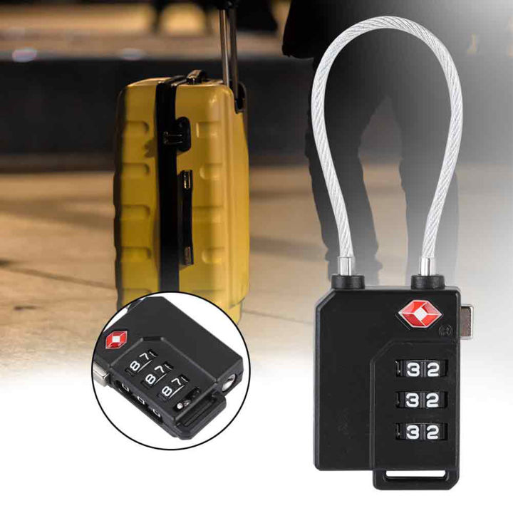 3-Digit Password TSA Steel Wire Lock Customs Code Lock for Travel ...