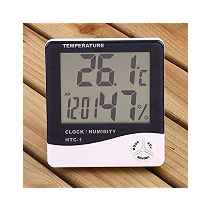 Digital LCD Room Temperature Meter Humidity Meter Clock HTC-1 | Daraz ...
