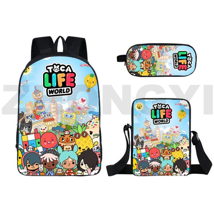 New Arrivals 3D Anime Toca Boca Backpack Teenagers Travel Women Bookbag ...