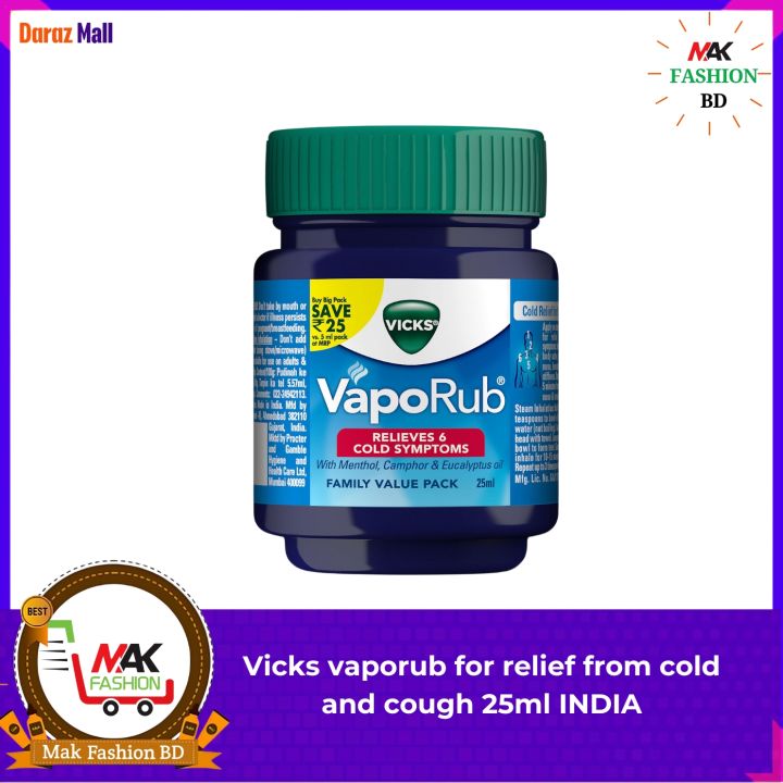 Vicks vaporub for relief from cold and cough 25ml INDIAN | Daraz.com.bd
