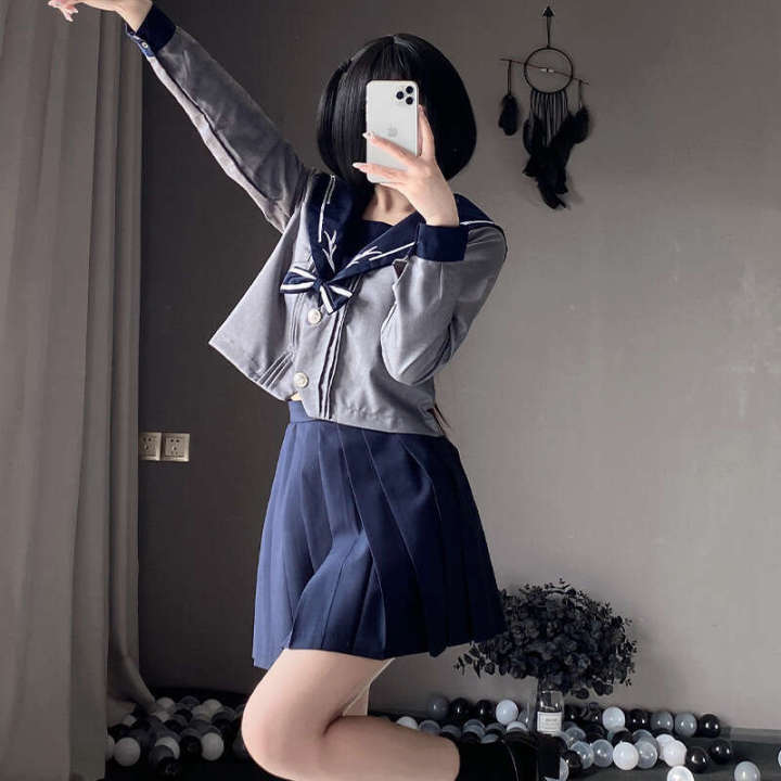 Authentic basic JK Willow organ skirt Female sailor Student ...