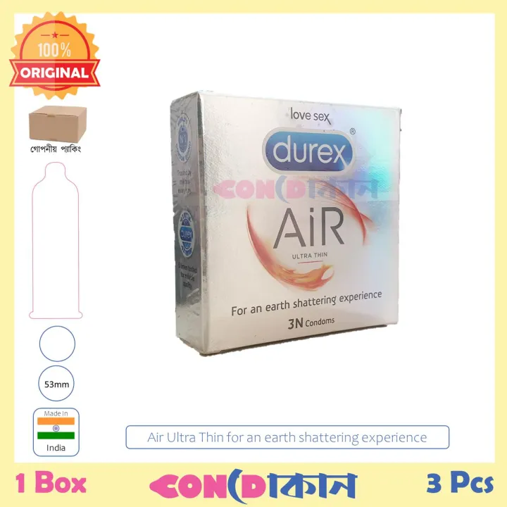 Durex AIR Ultra Thin Condom for an earth shattering experience 1 Box (3 ...