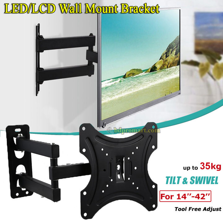 Wall Mount Moving TV Stand, 14 to 42 inch Fully Adjustable Tilt Triple ...