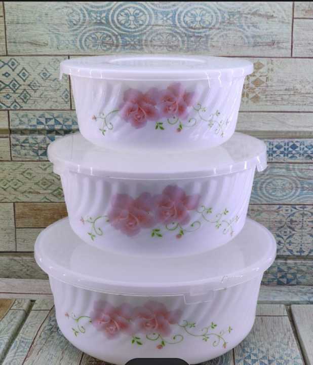 3 Pcs Pyrex Opal Glassware White Oven Save Bowl Set With Plastic Lid ...
