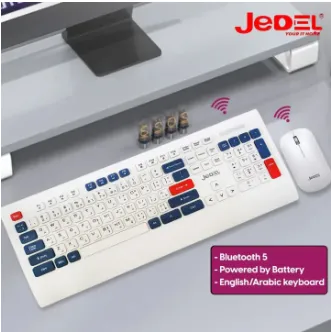 JEDEL-WS671 White Wireless Keyboard and Mouse Combo English Layout