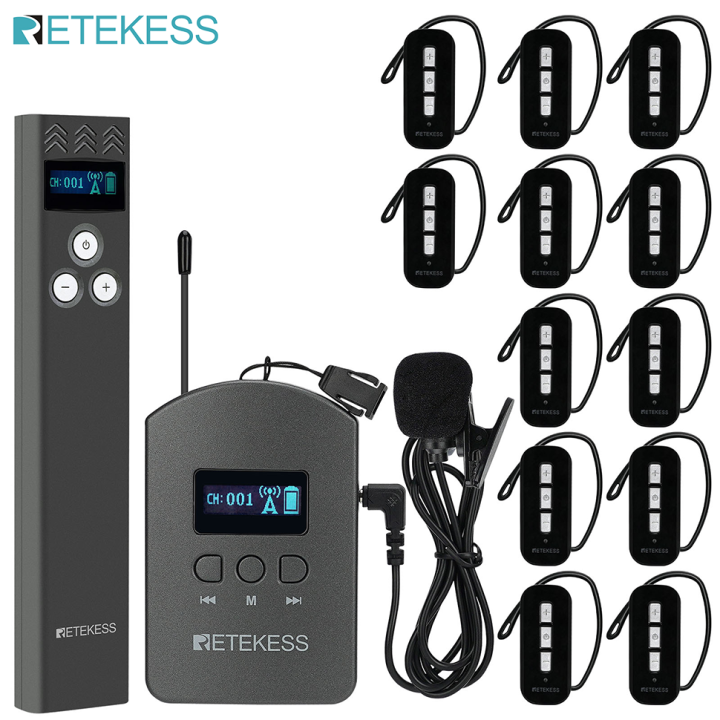 RETEKESS TT112 Tour Guide System Wireless Earhook Audio with Handheld Transmitter 36 Channels ...