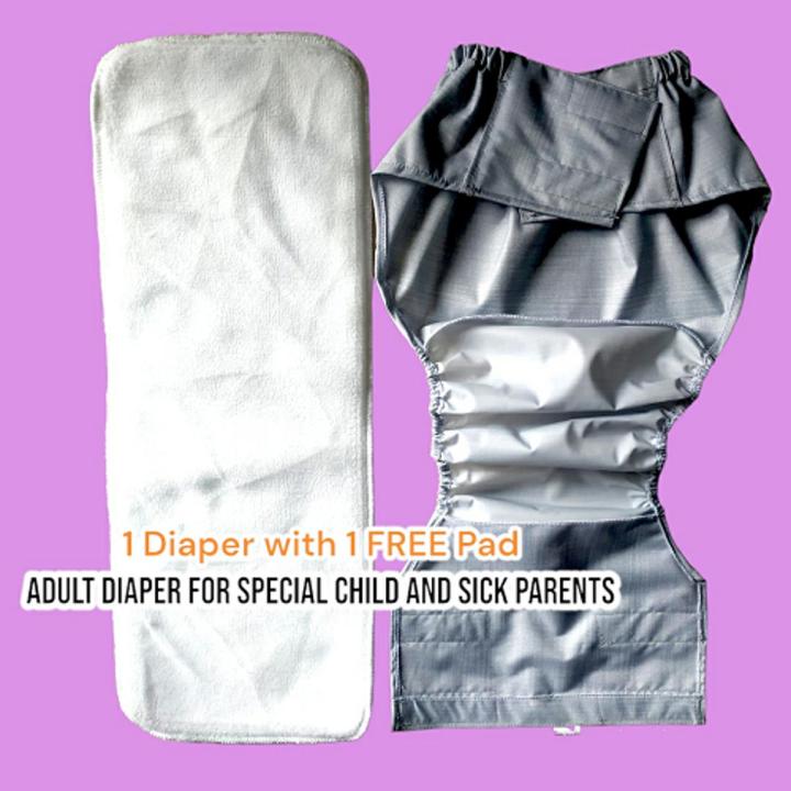(Size XL: 34 - 36 Waists) Adult Cloth Diaper with Nappy Washablle for ...