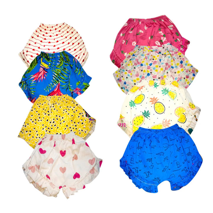 8 Pieces Multi Color Cotton girls Half Pant By Any Color | Daraz.com.bd