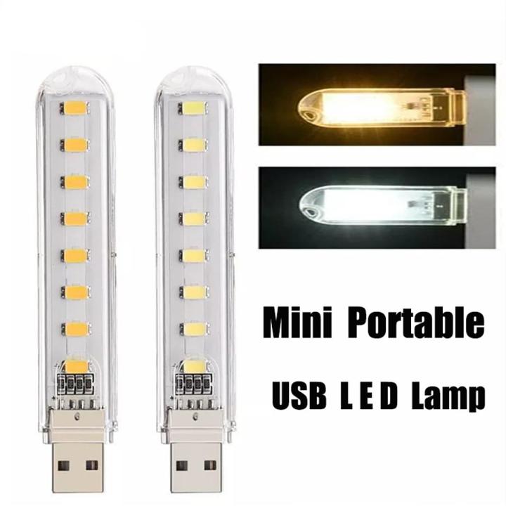 Mini USB LED Night Lights 8LEDs Bank Lightning Bulb 5V Home Office Table Desk Book Lamp | Daraz ...