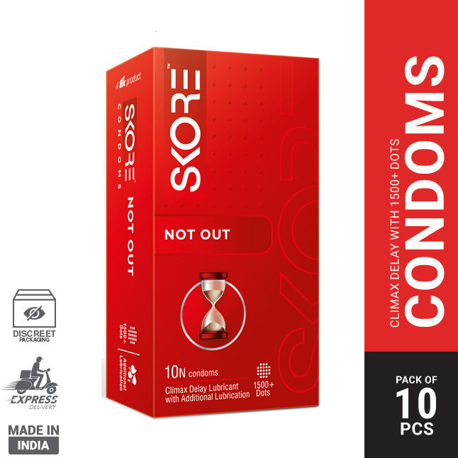 Skore NOT OUT Climax Delay 1500+ Raised Dots Condom - 10Pcs Pack(India) - Condom - কনডম | Daraz ...