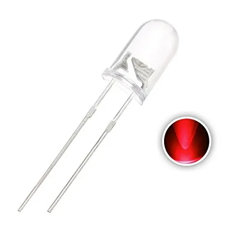 5mm Round Transparent Round Ultra Bright RED LED (Light Emitting Diode ...