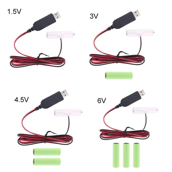 AA Dummy-Batteries Adapter Detachable USB Power Supply Cable Cord ...