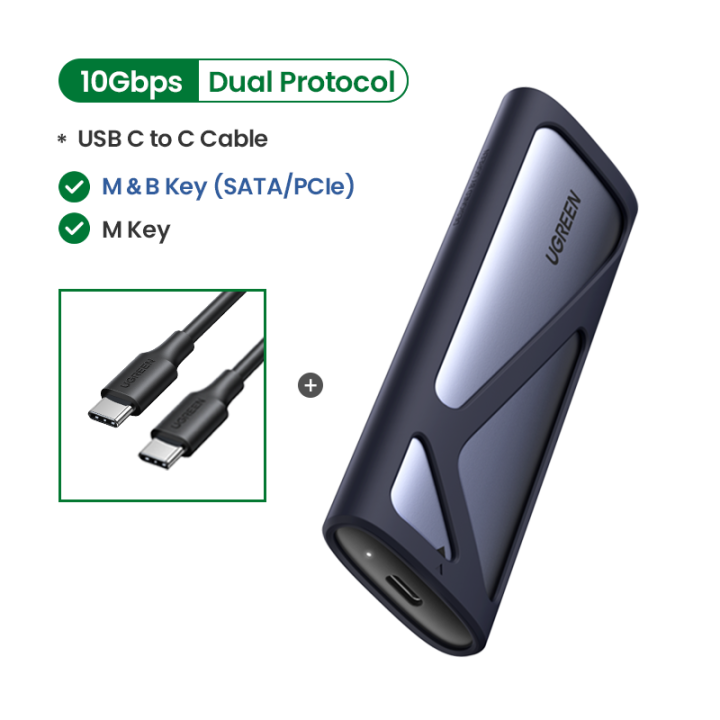UGREEN M.2 NVMe and SATA SSD Enclosure Reader - 10Gbps USB C 3.2 Gen2 ...