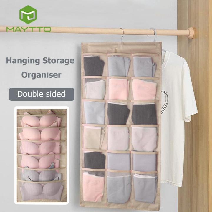 MAYTTO Dual Sided Hanging Pockets Wardrobe Organizer Underwear Storage ...