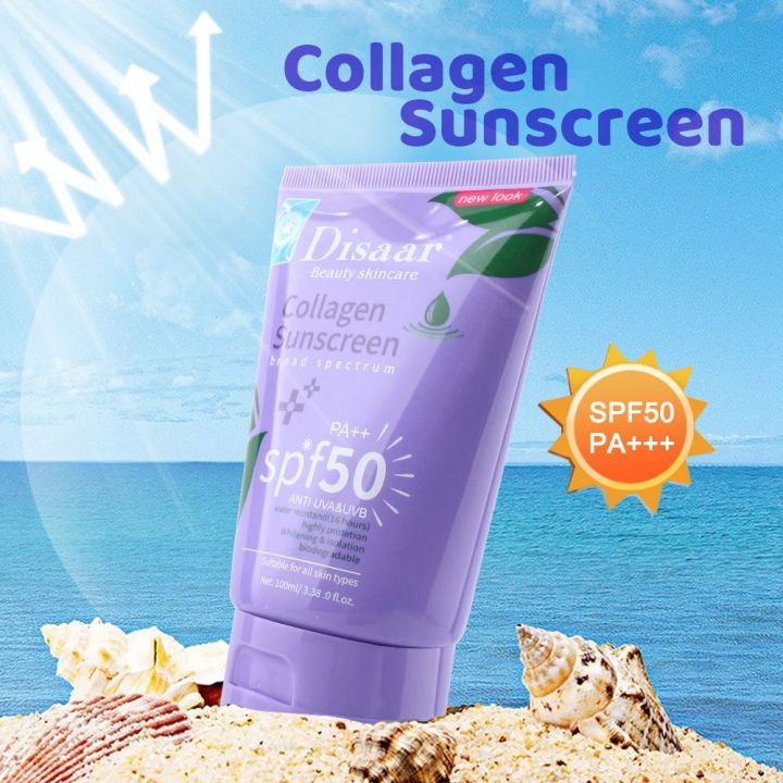Disaar SPF50+ Collagen Sunscreen Facial Body Sunscreen Whitening Sunblock Cream Oil-Control ...