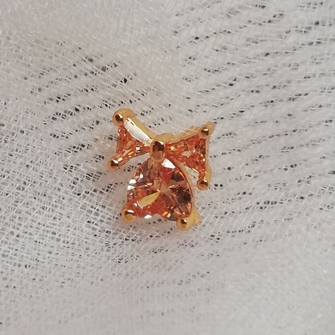 Bow design Diamond cut stone with L Shape push party nose pin | Daraz ...