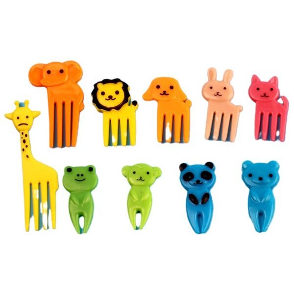 Mini Forks Animal Food Picks for Kids Cute Fruit Fork Bento Box Decor ...