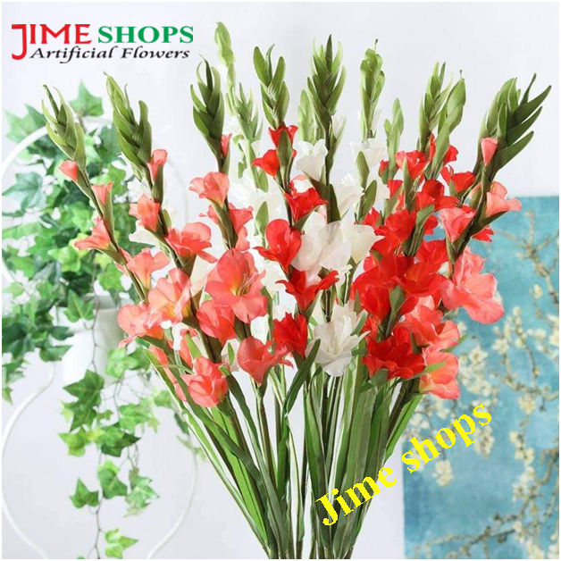 Decorative Flowers & Wreaths 6 Heads Gladiolus Orchid Silk Artificial ...