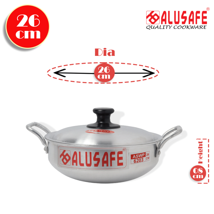Alusafe Aluminum Oval Wokpan With Lid - Versatile Cookware For Stir ...