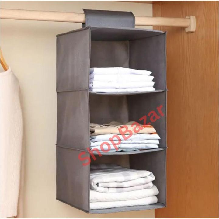 Hanging Cloth Storage Organizer, 3 Layer Hanging Closet Organizer ...