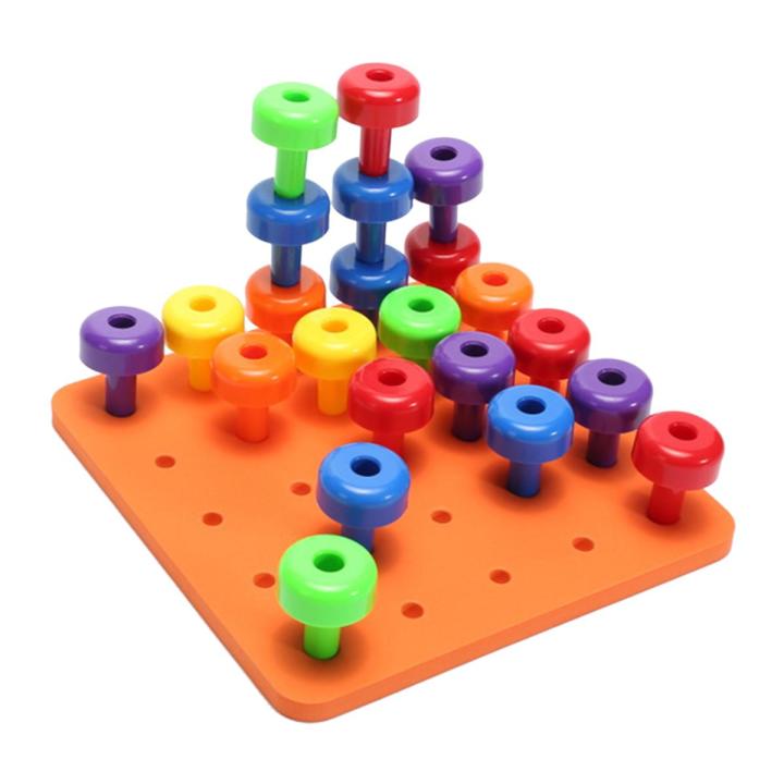 Creative Kids Early Learning Nail Building Block Stacking Peg Board Set ...