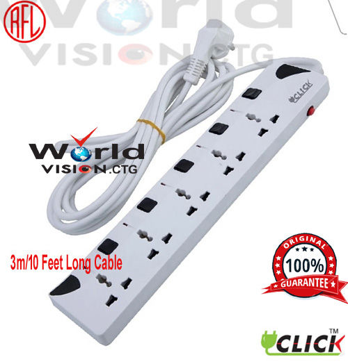 Click 5 port 10 feet Cable, Multi extension. | Daraz.com.bd