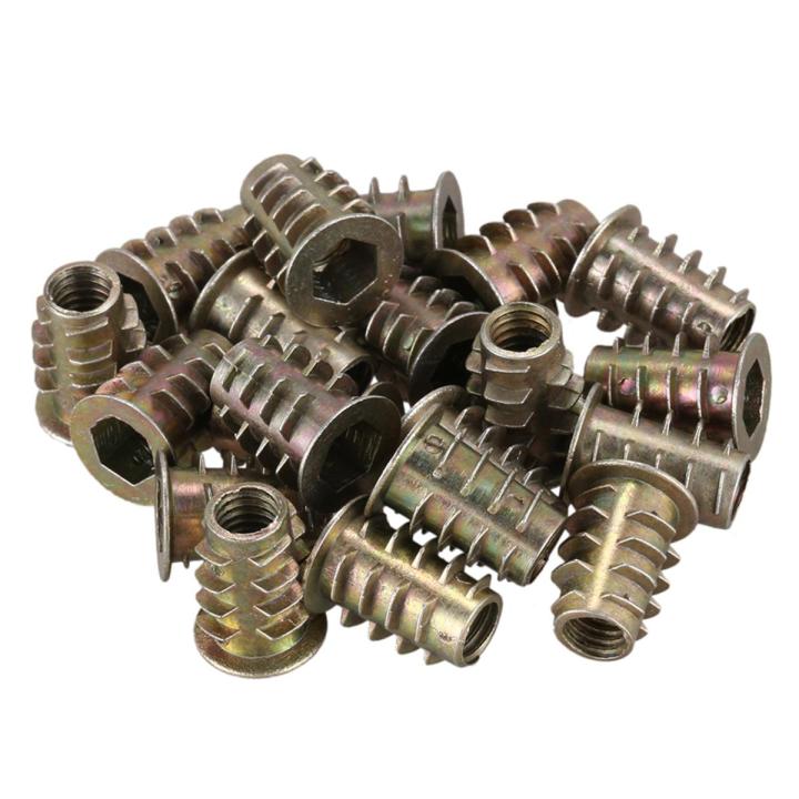 20 pieces M6x 15mm hexagon socket screw thread insert nut for wood ...