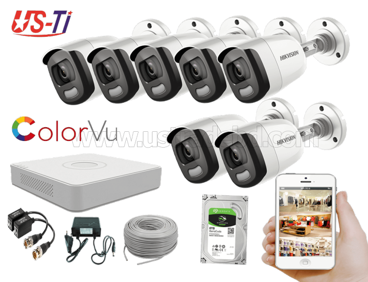 HIKVISION 2MP Full HD 7PCs 24 Hours Colour CCTV Camera Full Package ...