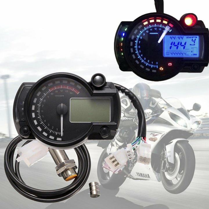 15000rpm Motorcycle Universal LCD Digital Speedometer Tachometer ...