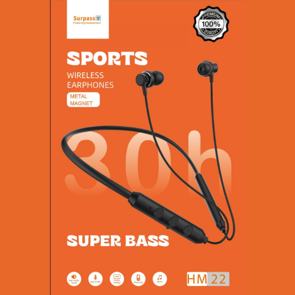 Surpass HM22 Sports Wireless Earphones 30 Hours Playtime - Headphone ...