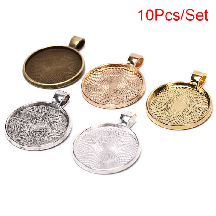 10pcs Alloy Pendant Blank Setting Tray Glass Cabochons DIY Craft ...