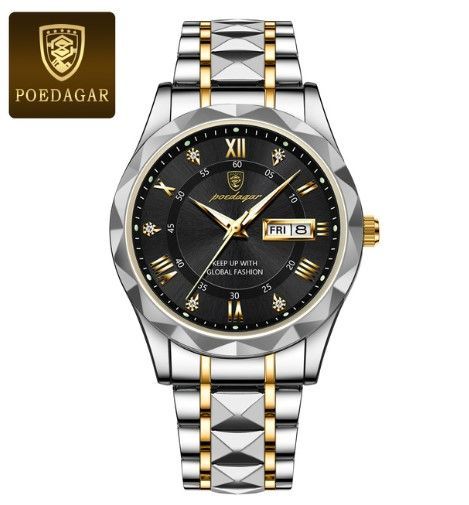 Poedagar PO615 Silver & Golden Two Tone Stainless Steel Analog Wrist ...